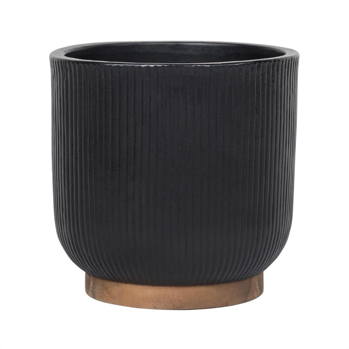 220 x 250mm Large Black Round Linear Ceramic Pot - Bunnings Australia