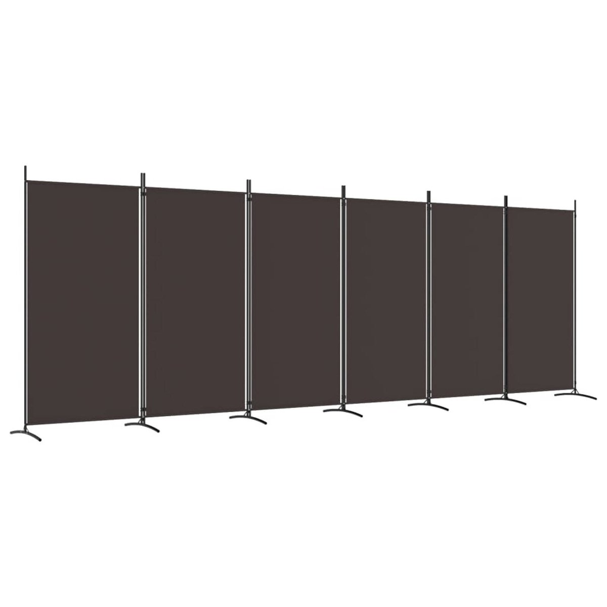 vidaXL 6-Panel Room Divider Brown Fabric Privacy Screen Room Separator ...
