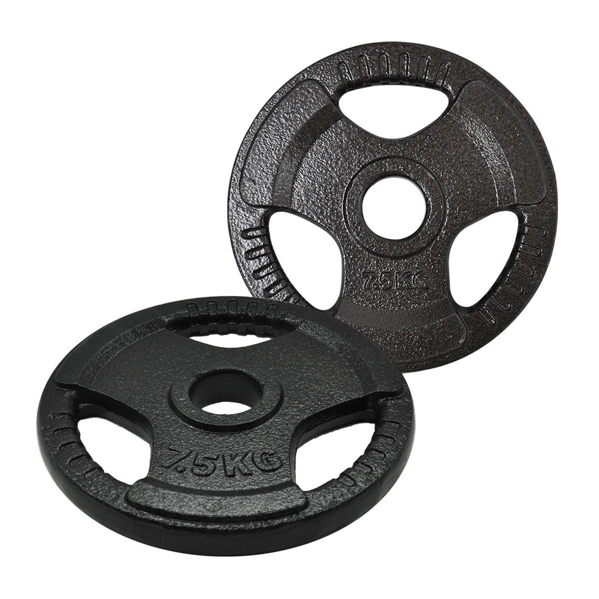 2 Pack of 7.5kg - Total 15kg Olympic Ez Grip Cast Iron Hammertone ...