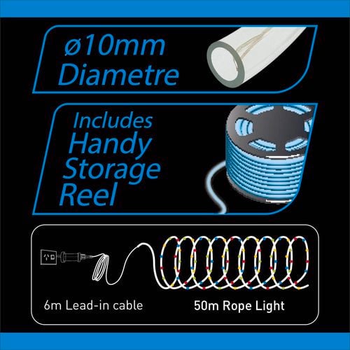 Arlec 50m Coloured LED Rope Light - Bunnings Australia