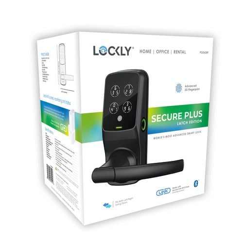 Lockly Black Matte Secure Plus Smart Lock Latch With Smart Keypad ...