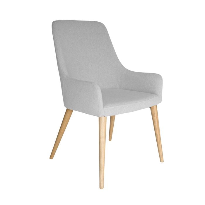 SKDL Rio Dining Chair Light Grey Fabric Natural Legs - Bunnings Australia