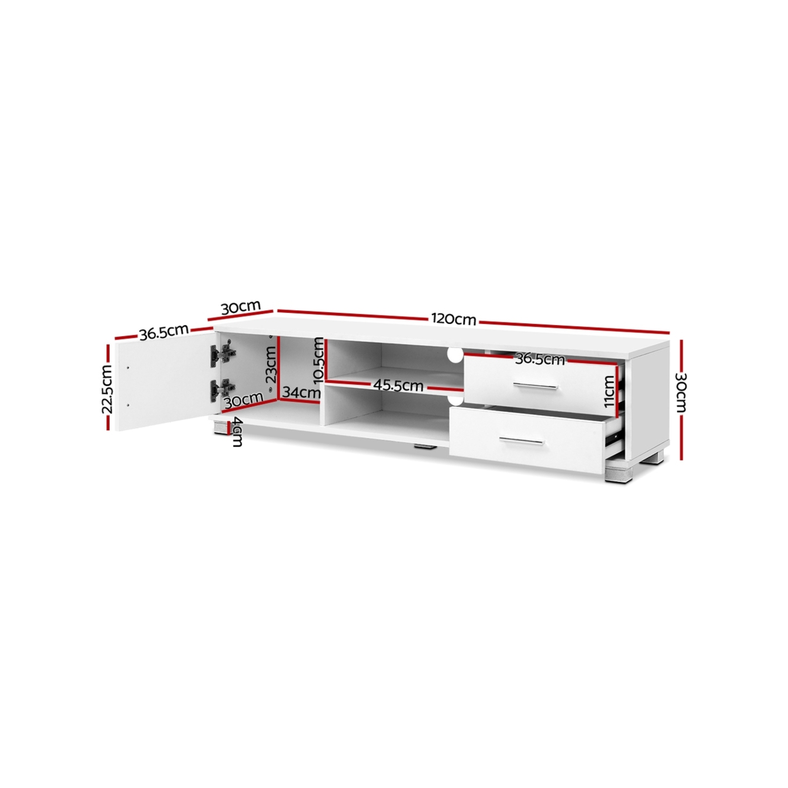 Artiss Entertainment Unit TV Cabinet 120cm White Dylan Bunnings Australia