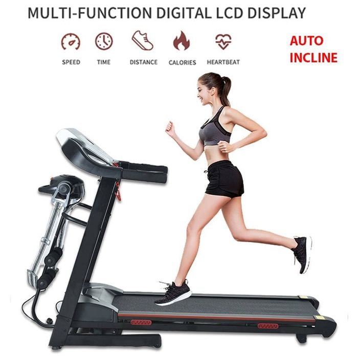 Fitness Master Auto Incline Multi-functional Treadmill Pulse Sensor LCD ...