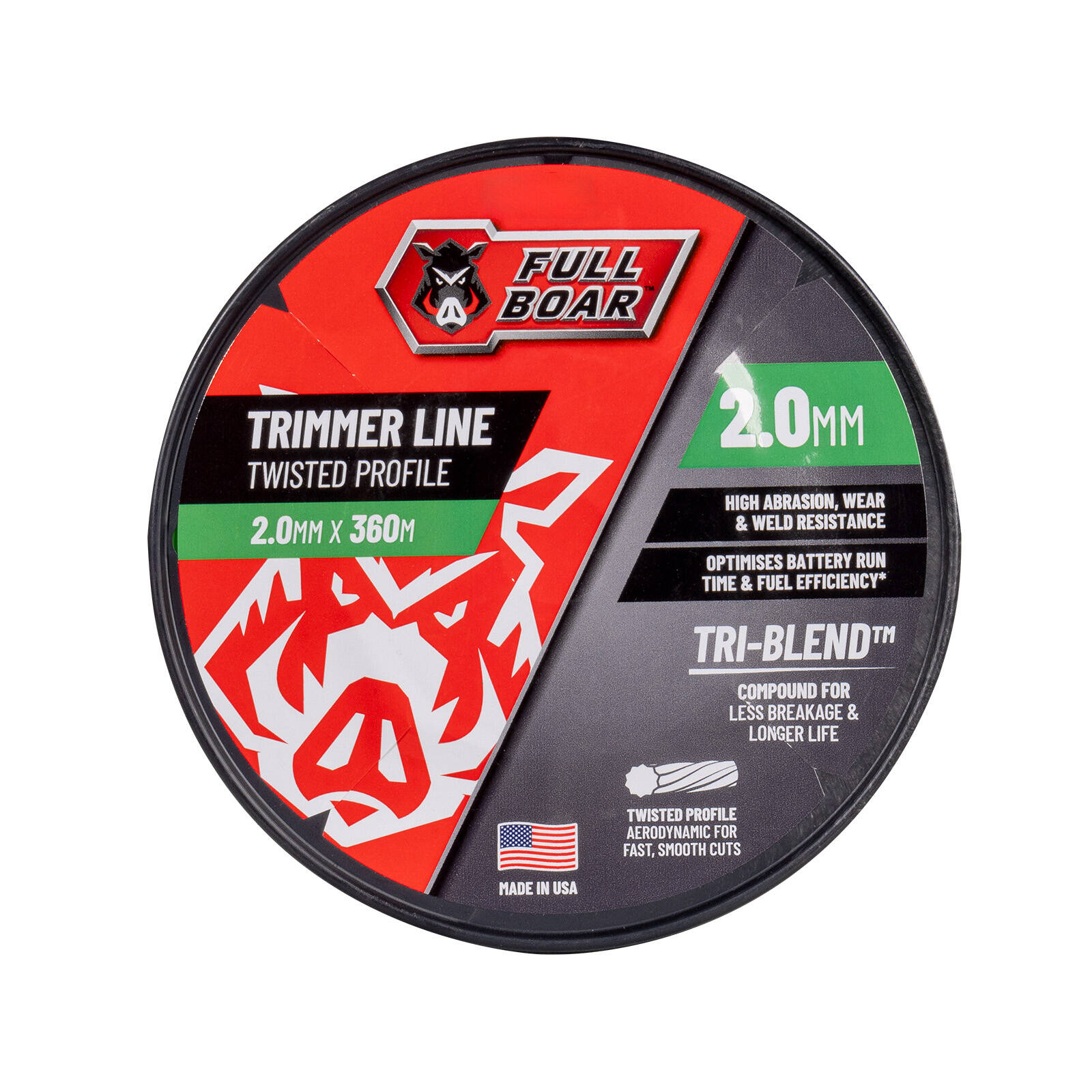 2.0mm x 360m Twisted Profile Trimmer Line | Full Boar