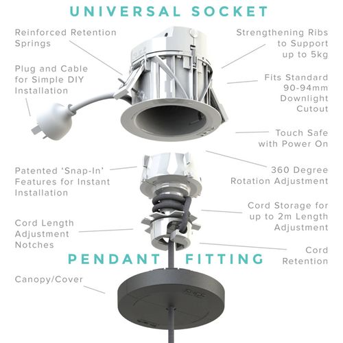 Snap Lighting Tuile Embossed Metal Sphere Downlight to Pendant Light ...