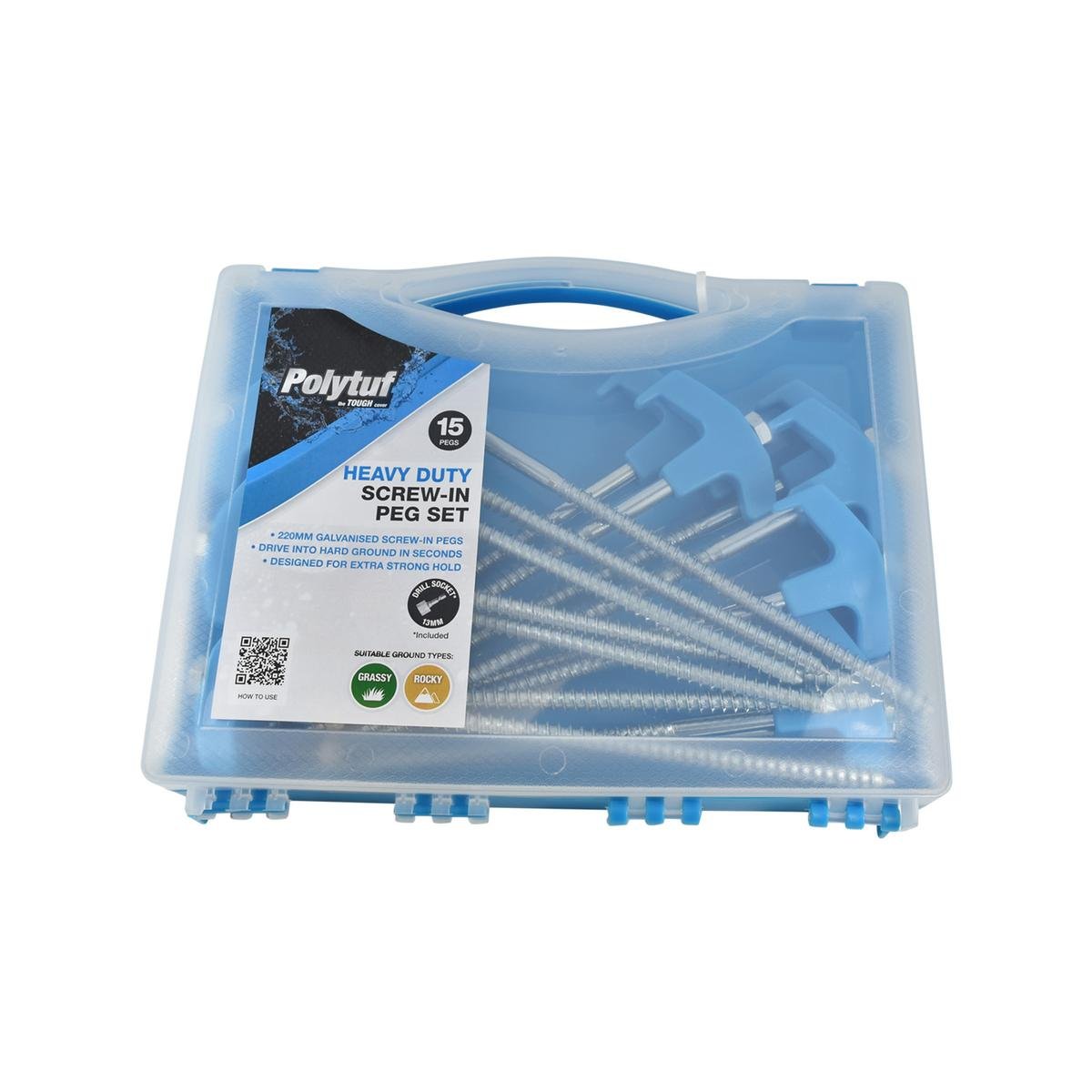 Polytuf 220mm Heavy Duty Screw In Peg - 15 Pack - Bunnings Australia