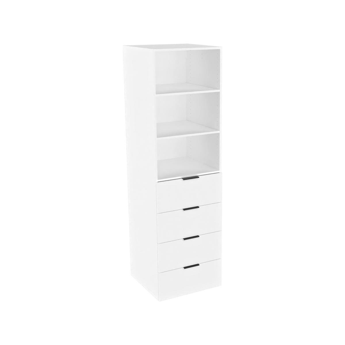 Lugna 2048 x 600 x 580mm White 2 Shelf 4 Drawer Storage Cabinet ...
