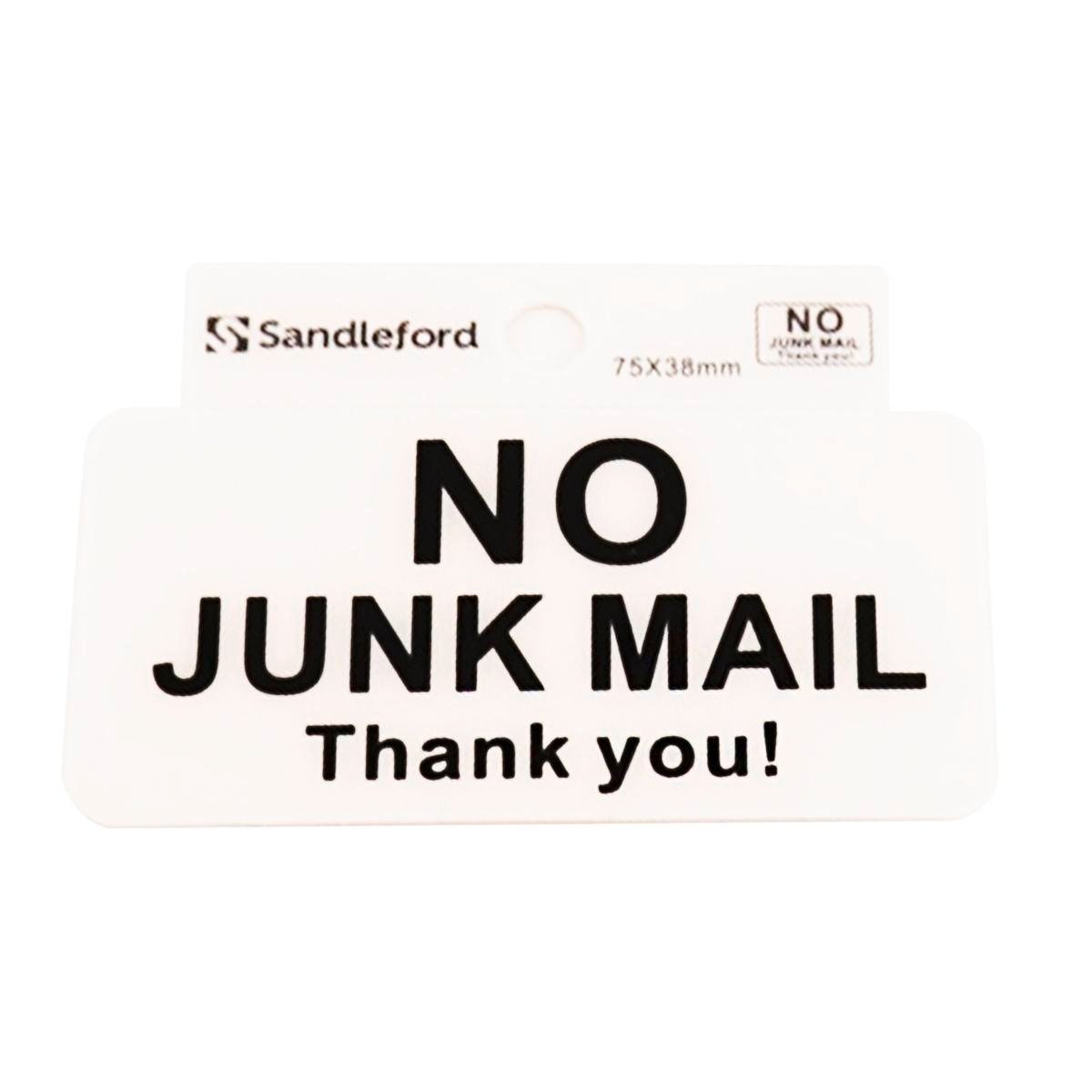 Sandleford 75 x 38mm No Junk Mail Self Adhesive Sign - Bunnings Australia