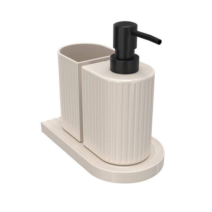 Astin Sinclair Blanc Ribbed 3 Piece Bathroom Set - Bunnings Australia