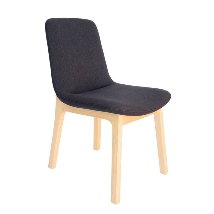 SKDL Cozy Dining Chair Dark Grey Fabric Natural Legs - Bunnings Australia