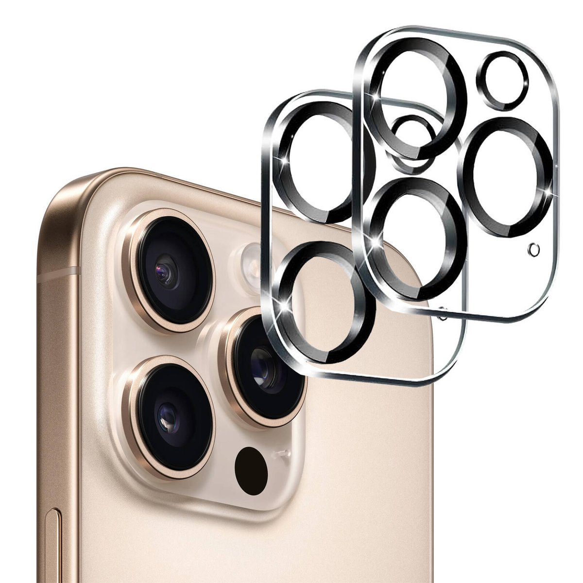 2 Pack MEZON iPhone 16 Pro (6.3") Full Cover Camera Lens Tempered Glass ...
