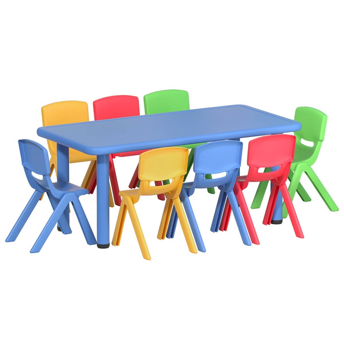 Keezi 9PCS Kids Table and Chairs Set Children Study Desk Furniture Plastic 8 Chairs Bunnings Australia