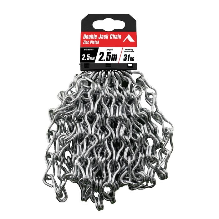 Pinnacle 2.5mm x 2.5m Zinc Plated Double Jack Chain - Bunnings Australia