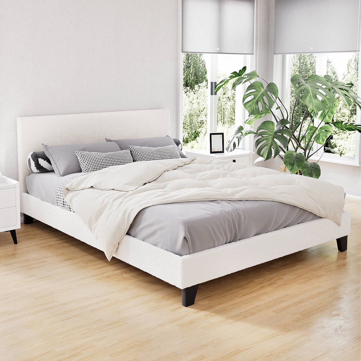 Artiss Boucle Bed Frame Queen Beds Base - Bunnings Australia