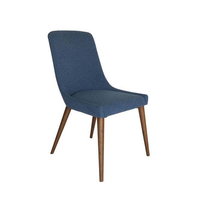 SKDL Dakota Dining Chair Blue Fabric Walnut Legs - Bunnings Australia