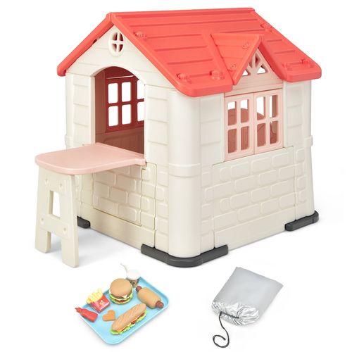 Costway Kids Cubby Cottage Pretend Play Toy Pink - Bunnings Australia