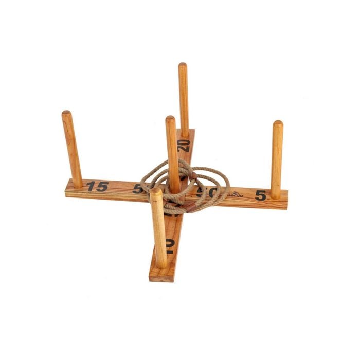 Outdoor Wooden Set Rope Ring Toss Quoits Game - Bunnings Australia