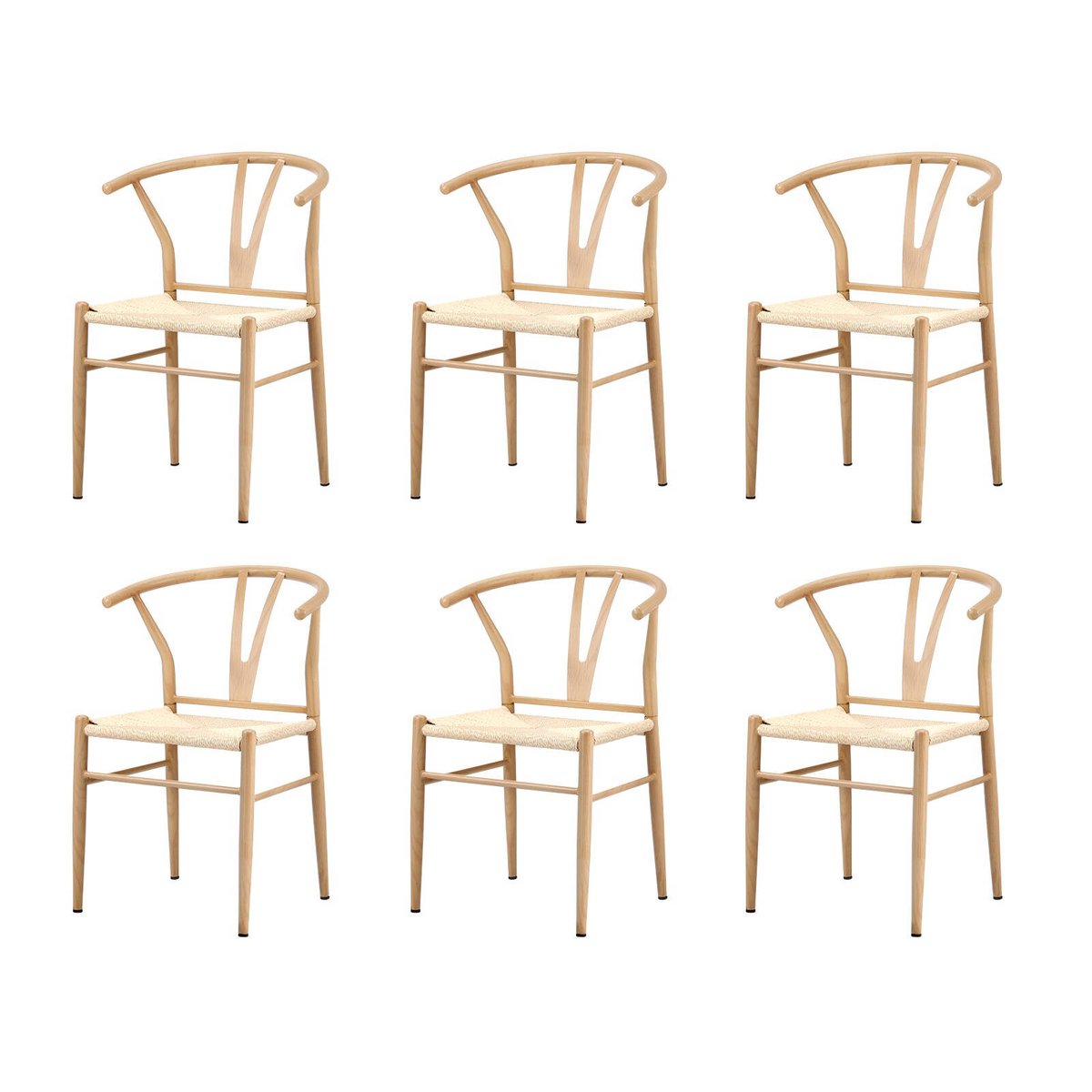 Oikiture 6x Dining Chair Metal Hans Wegner Chair Wishbone Cafe Lounge ...