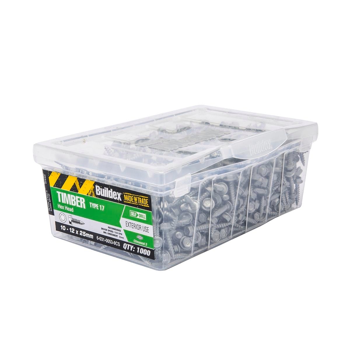Buildex 10-12 x 25mm Climaseal Hex Head Timber Screws - 1000 Pack ...