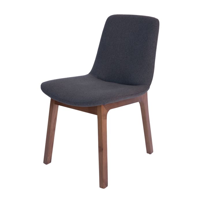 SKDL Cozy Dining Chair Dark Grey Fabric Walnut Legs - Bunnings Australia