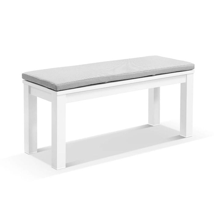 Santorini Outdoor 1.1m Aluminium Bench Seat White - Textured Olefin ...