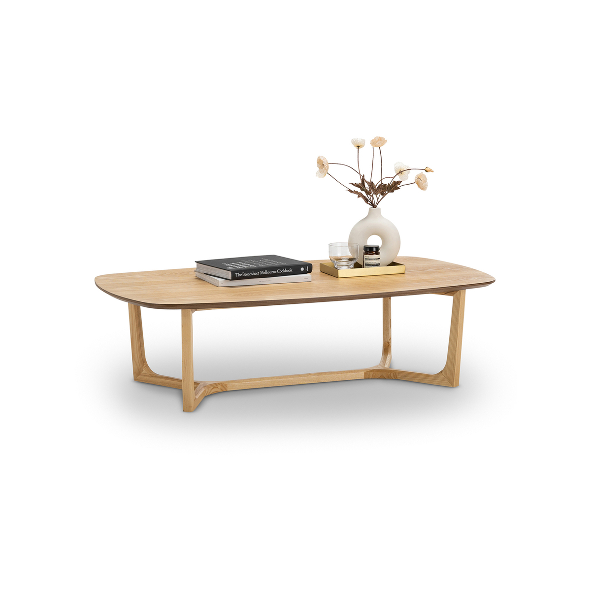 Span Oval 120cm Natural Ash Wood Coffee Table - Bunnings Australia