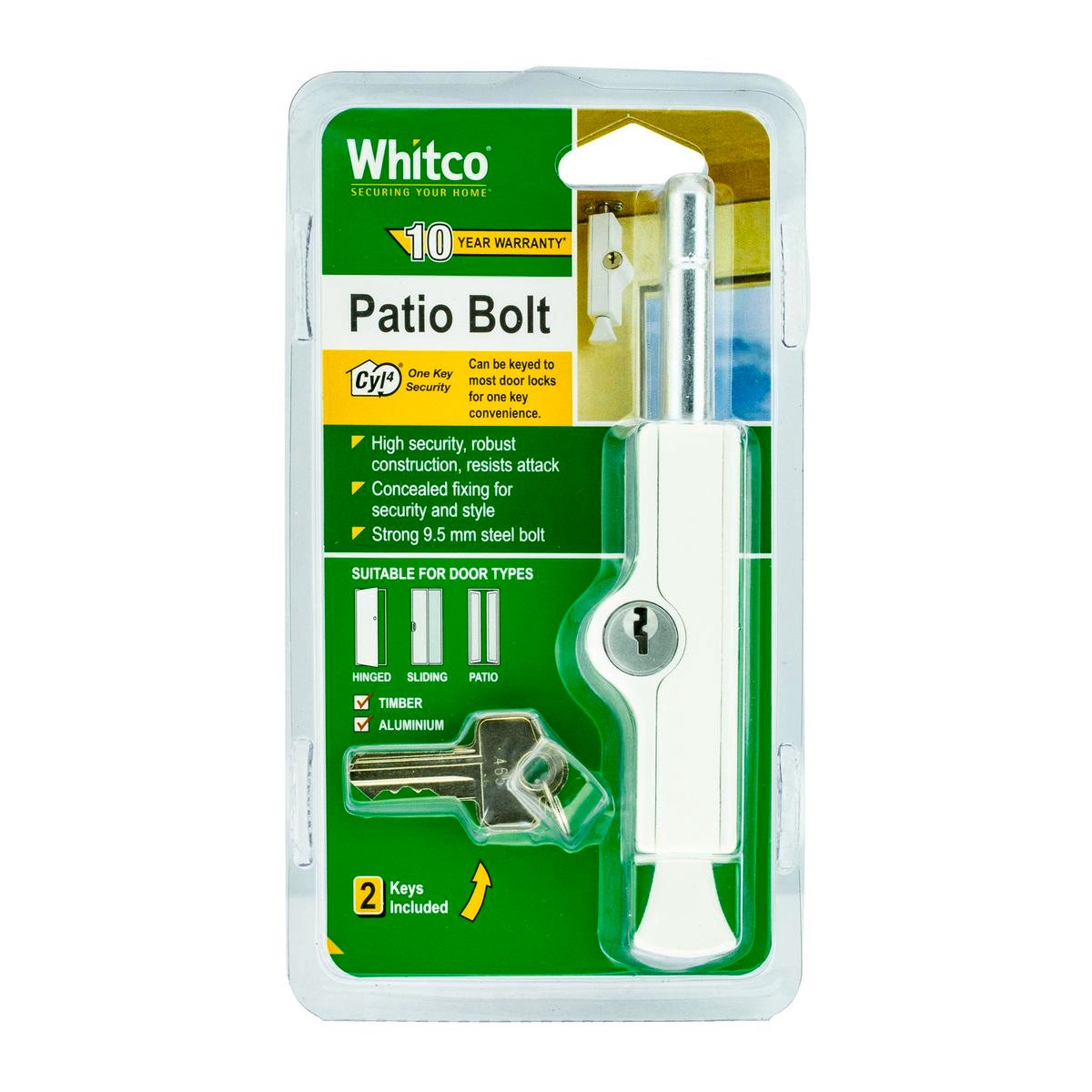 Whitco White Patio Bolt - Bunnings Australia