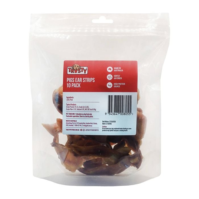 Trusty Pig Ear Strips Dog Treats - 10 Pack - Bunnings Australia