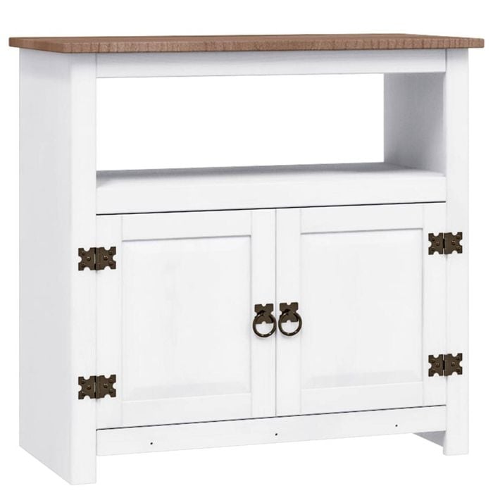 vidaXL TV Cabinet Mexican Pine Corona Range White 80cm Living Room Rack ...