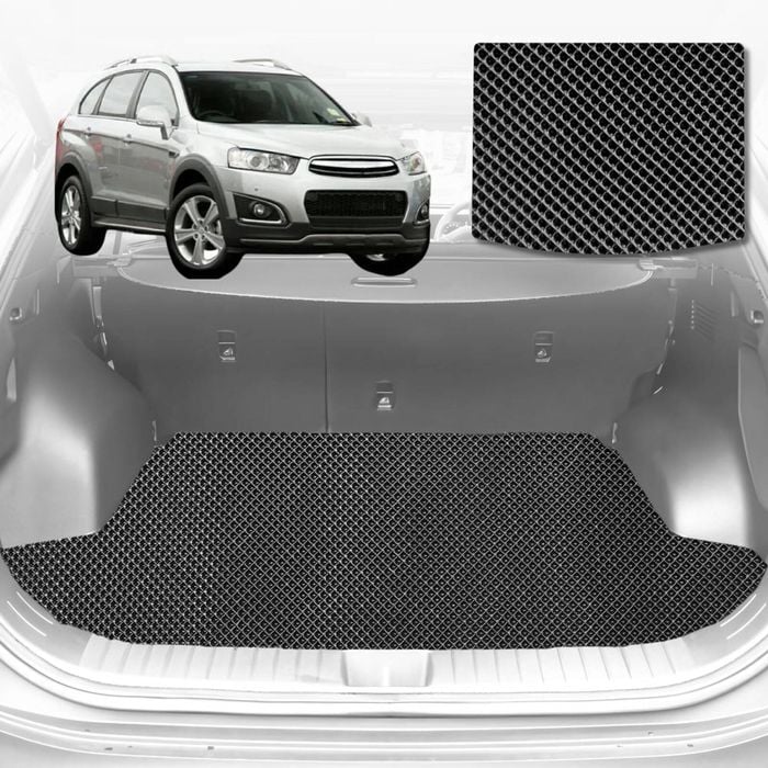 6D Diamond Car Boot Mat for Holden Captiva 7 2009-2015-Cargo Mat-Black ...