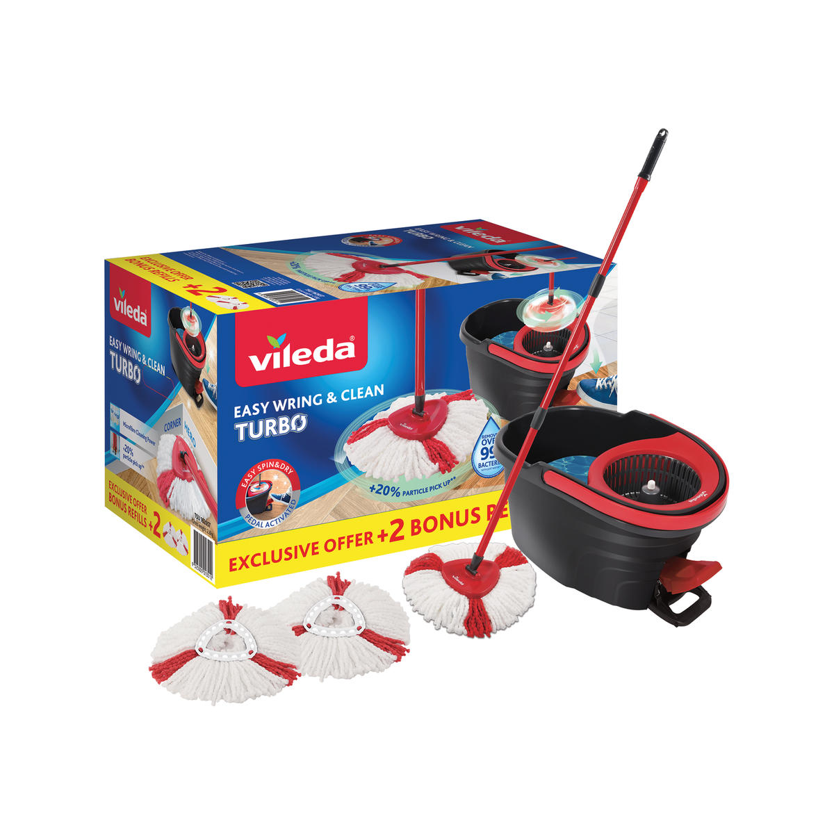 Vileda Easy Wring And Clean Turbo Mop With 2 Refills - Bunnings Australia