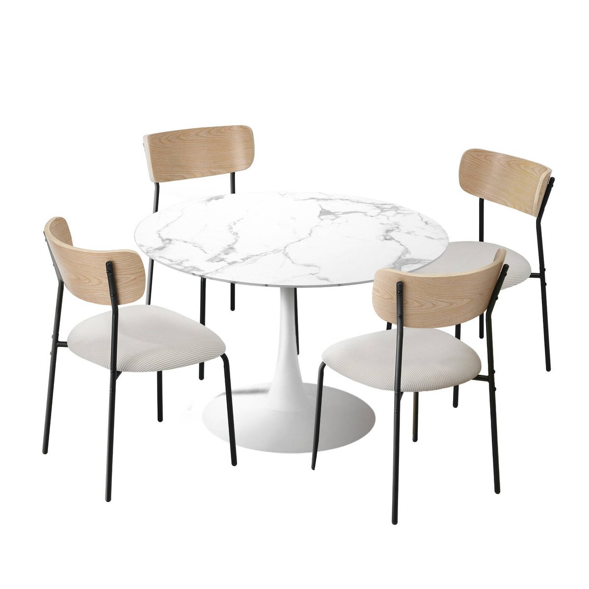 Oikiture 90cm Dining Table and Chairs 4-Seater Kitchen Furniture Set - Bunnings Australia