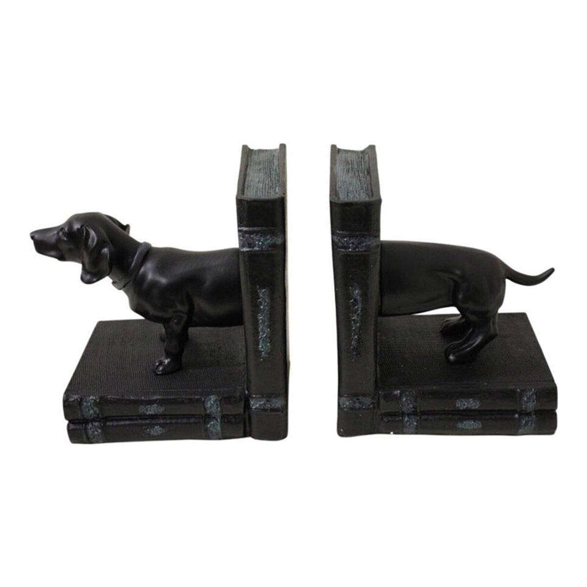 LVD 2pc Daschound Dog 30x15cm Bookend Resin Book Holder - Black ...