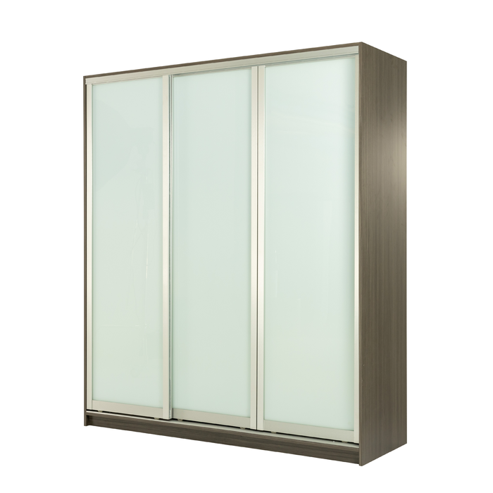 Bedford 1717mm 3 Door Sliding Robe Bundle With White Glass Doors - Dark ...