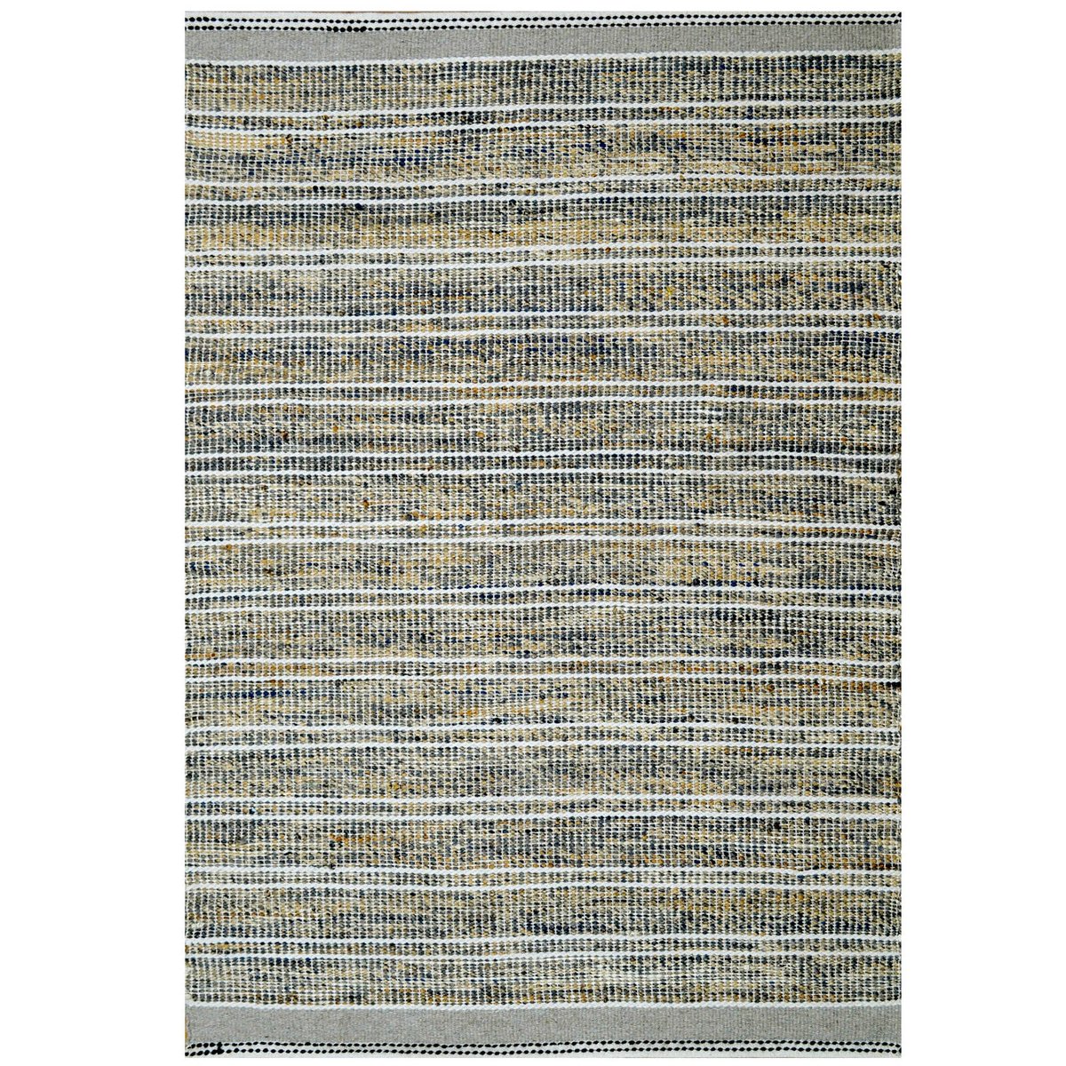 Handwoven Wool & Jute Rug-Jasmine 6332-Ash Grey/Ivory-110x160cm ...