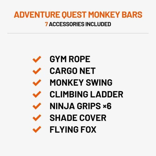 VULY Adventure Quest Monkey Bars Extra Large Playset & Jungle Gym with Shade Cover - Bunnings ...