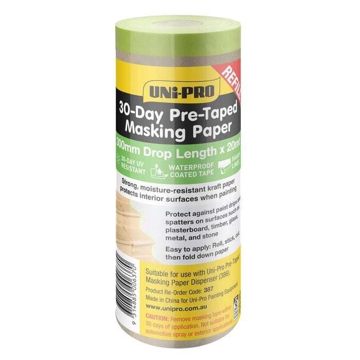 UNi-PRO 300mm x 20mt 30-Day Pre-Taped Masking Paper Refill - Bunnings ...