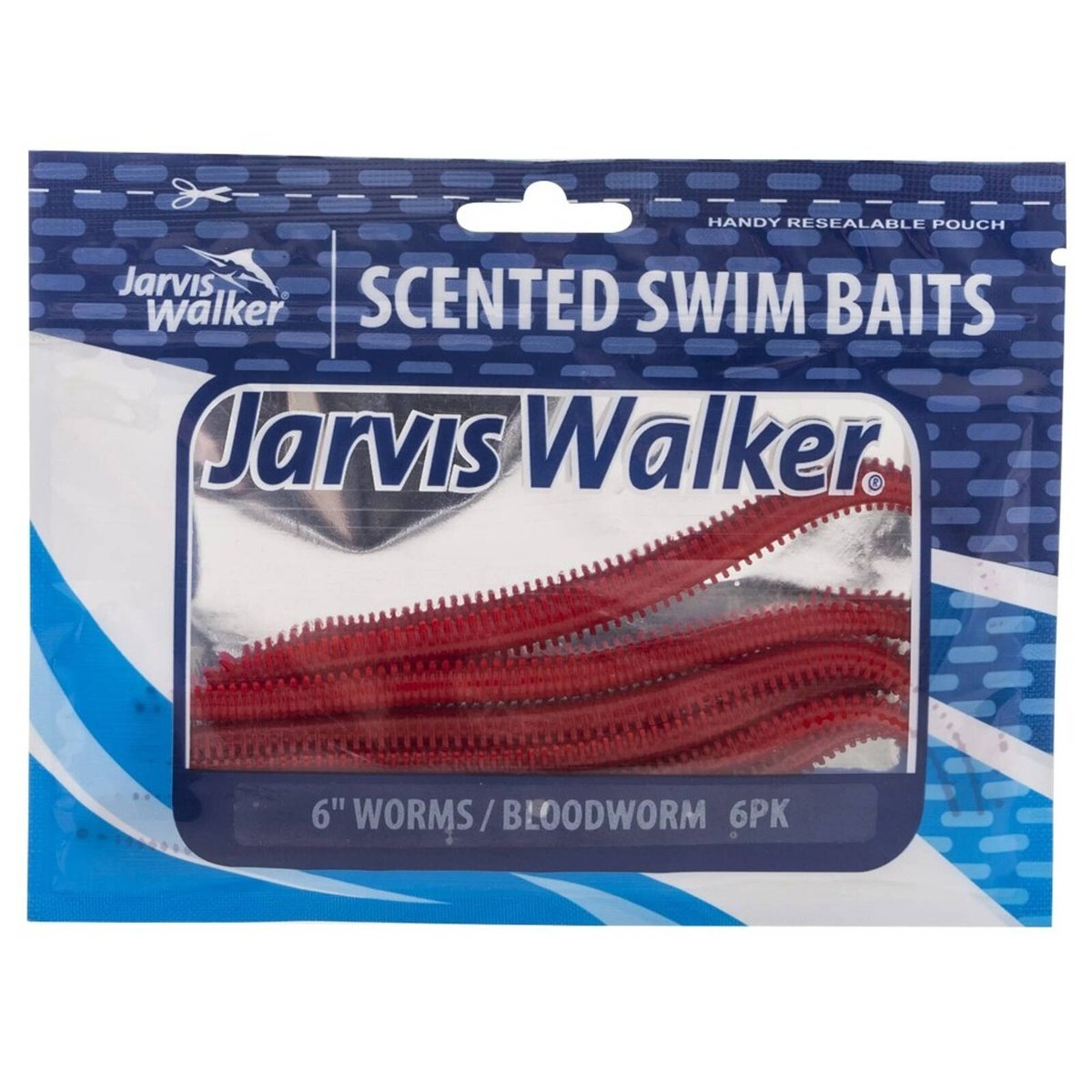 6 Pack of Jarvis Walker 6 Inch Scented Worm Soft Body Lures - Bloodworm ...