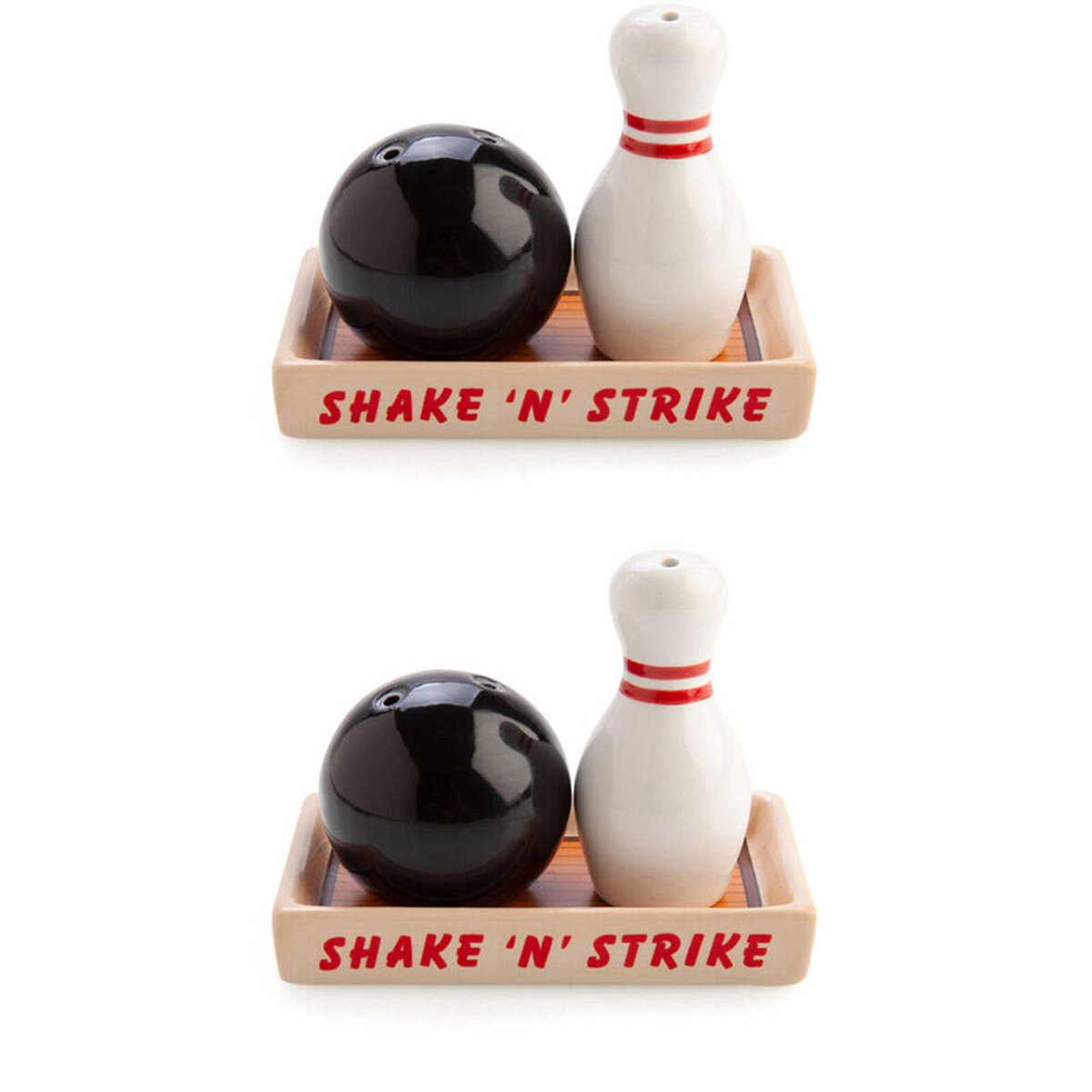 2x 2pc Flavour Mates 3D Salt & Pepper Shaker Duo Set 11x7x9cm Bowling ...