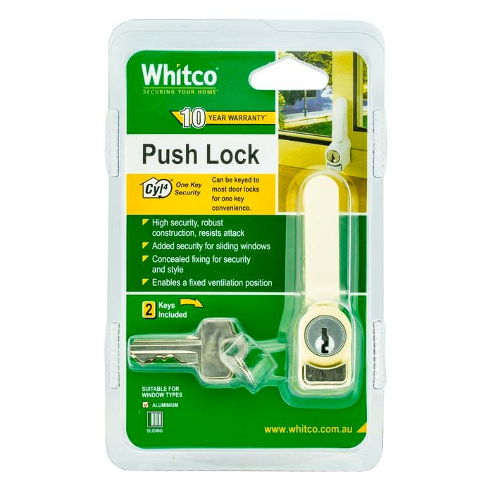 Whitco Sliding Window Push Lock - Primrose - Bunnings Australia