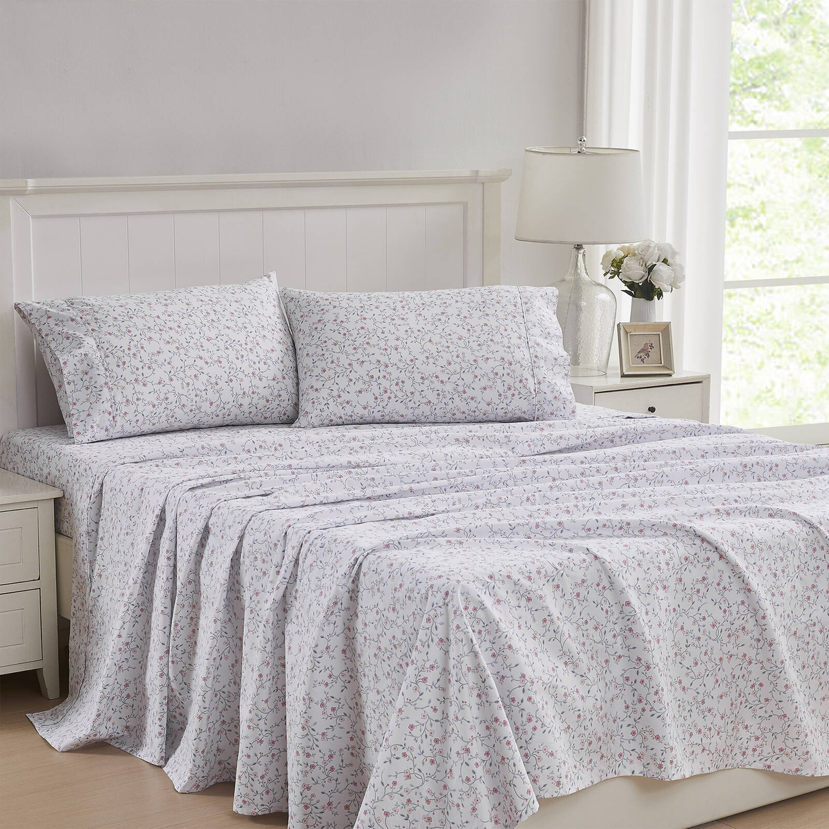Laura Ashley Blencow Sprig Duck Egg Queen Bed - Bunnings Australia