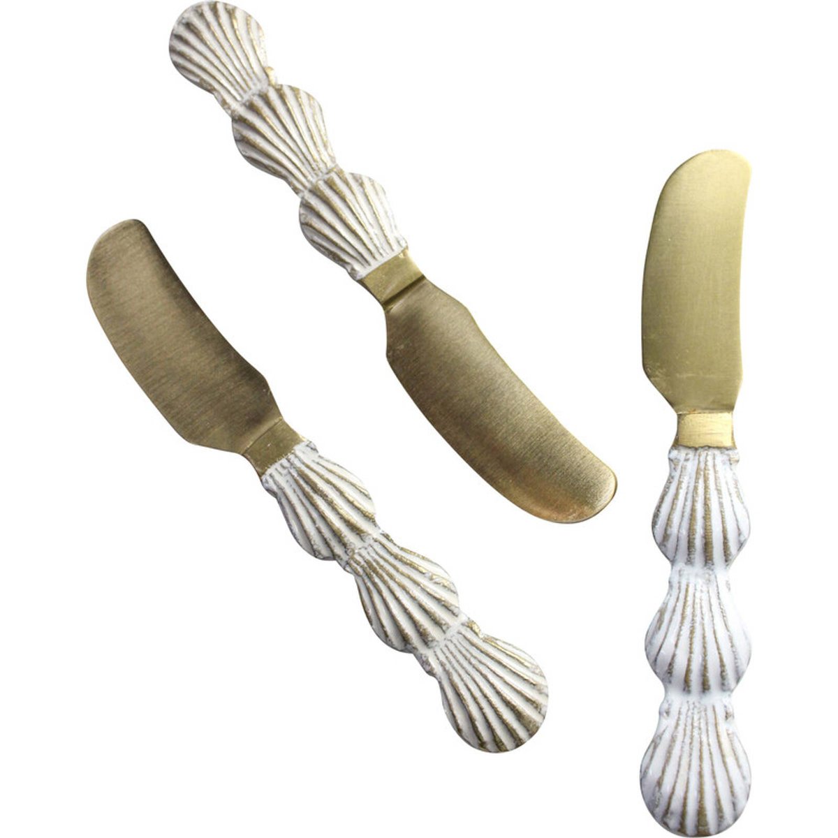 3 Piece LVD Brass Cheese Spreaders Shell Handles Cutlery set - Bunnings ...