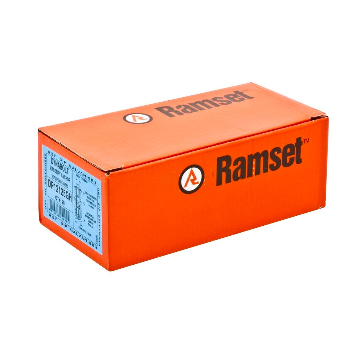 Ramset 12 x 125mm Galvanised DynaBolt Plus Hex Nut Bolt - 20 Pack ...