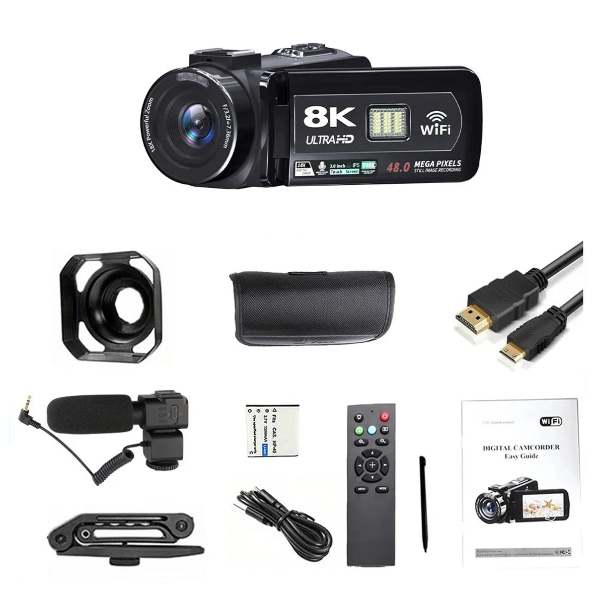 NNEOBA 8K Digital Video Camera 64GB Card Included Black - Bunnings ...