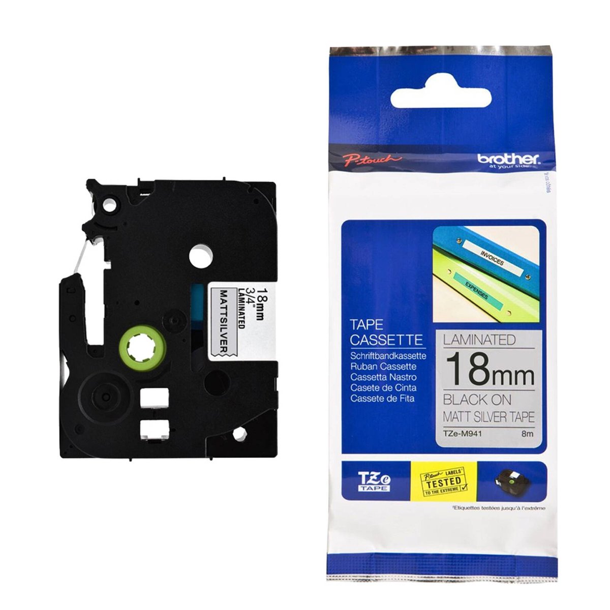 Brother 18mm Black on Silver Matt TZE Tape - Bunnings Australia