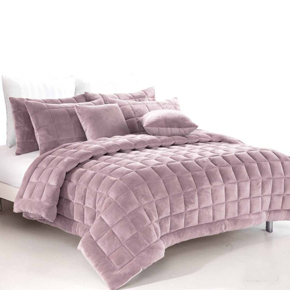 Alastairs Augusta Faux Mink Quilt / Comforter Set Blush Single ...
