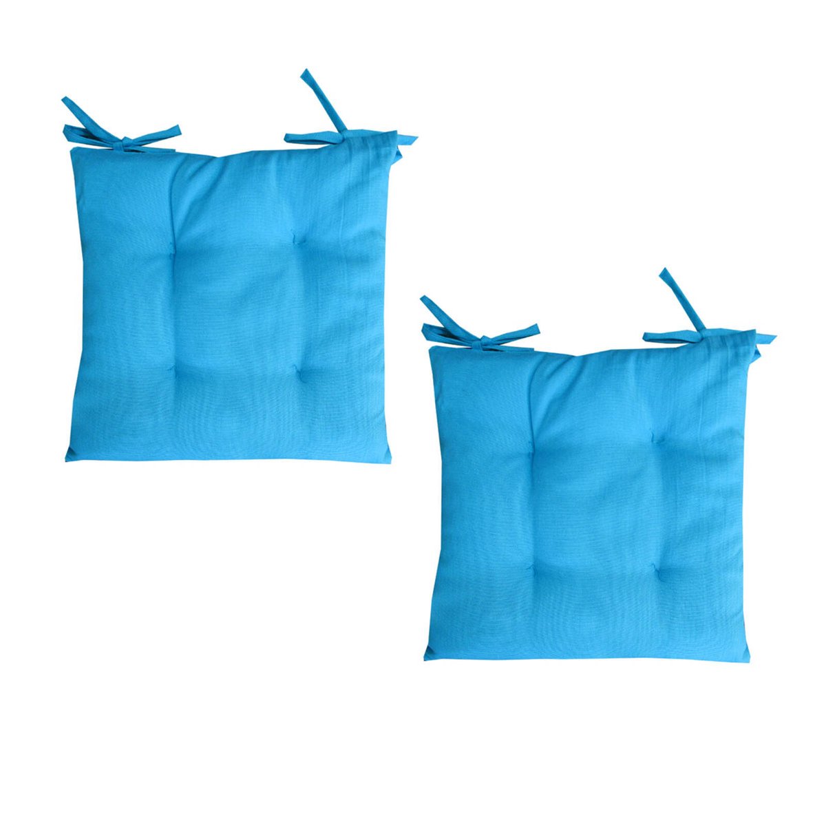 Set of 2 Outdoor Polyester Solid Chair Pads 40 x 40cm Ocean Blue ...
