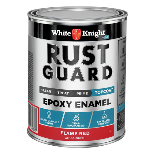 White Knight 1L Flame Red Gloss Rust Guard Epoxy Enamel Paint ...
