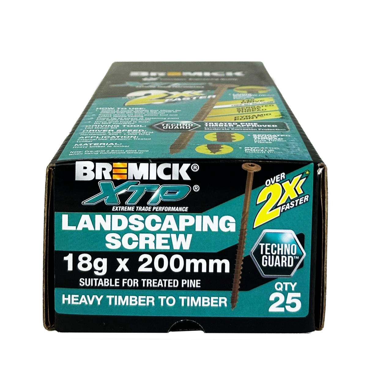 Bremick XTP 18g x 200mm T40 Technoguard Landscape Screws - 25 Pack ...